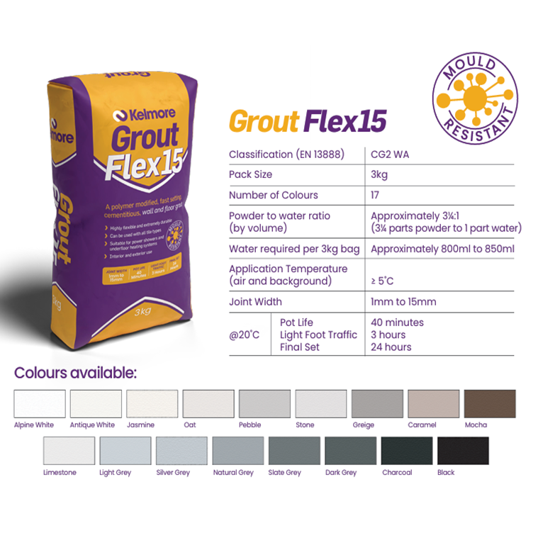 Kelmore Grout Flex 15 3kg – Harding Tile Supplies